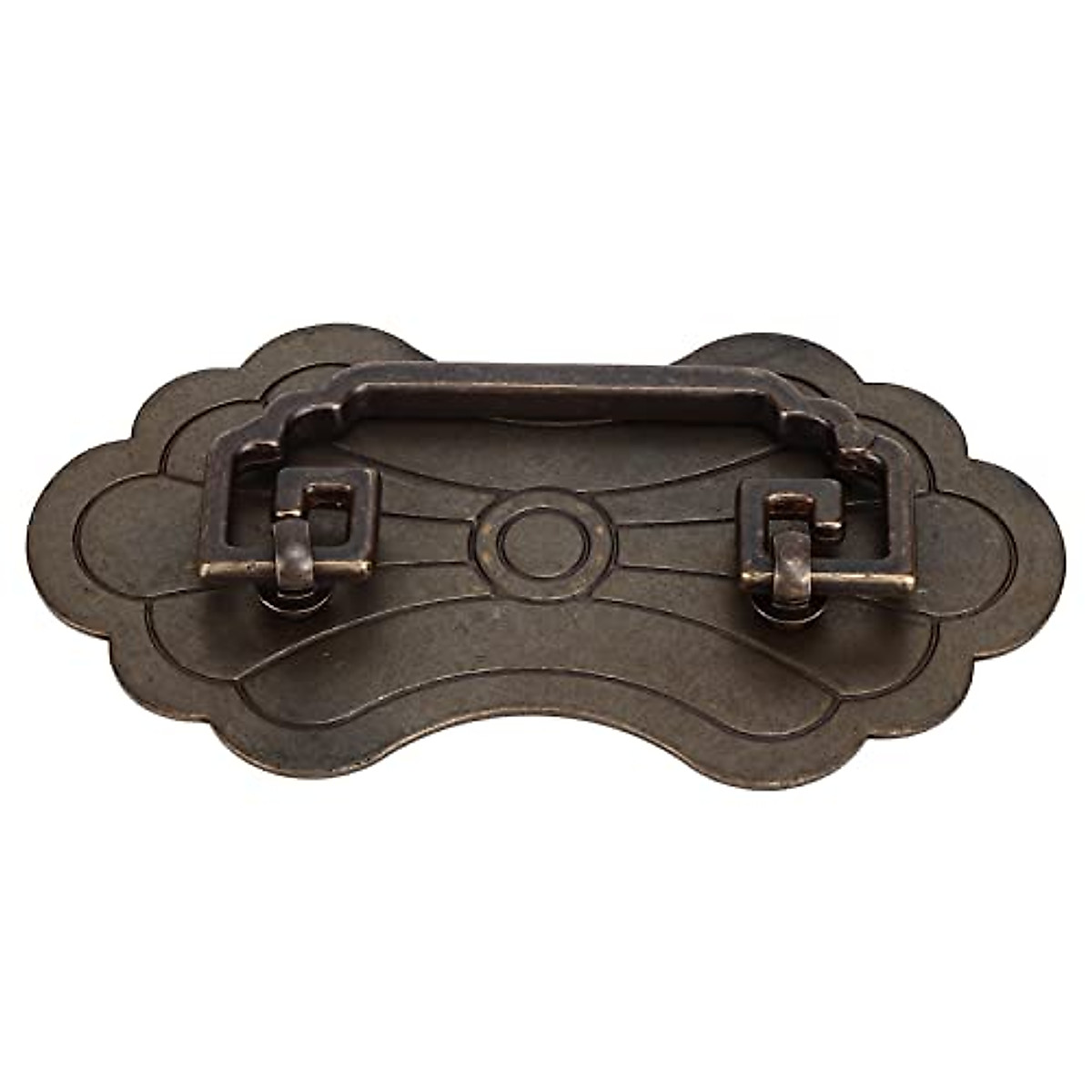 Cabinet Handles Vintage Drawer Pulls Antique Drawer Handle Retro Chinese Style Brass with 2 Screws 12.8x7cm (Bronze)