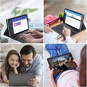 HISORL Android Tablet, 10 Inch Android 12 Tablet, 2 in 1 Tablet with Keyboard, Mouse, Case, Stylus, 4GB RAM 64GB ROM 1TB Expand, WiFi, Bluetooth, 8000mAh Battery, GMS Certified(Black)