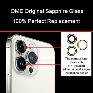 ASDAWN Back Camera Lens Glass Replacement for iPhone 13 Pro and 13 Pro Max, Rear Lens Glass Replacement kit with Pre-Installed Adhesive + Installation Manual + Repair Tool Kit