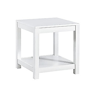 NebulaDeco 3-Tier End Table Nightstand White, Narrow Side Table with Storage Shelf, Small Bookshelf Bedside Table for Bedroom, Living Room, Office, Bathroom (Two-ply, White)