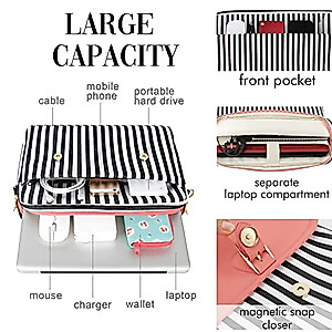 Kamlui Laptop Bags for 15.6-Inch Women Computer Bag PU Leather Waterproof Carrying Cute Work Shoulder Messenger Laptop Sleeve Case for, Macbook Pro Air HP Lenovo Dell