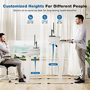 Electric Standing Desk with Double Drawers, 40 x 24 Inch Adjustable Height Sit Stand Up Desk with Storage Shelf for Home Office Computer Table Workstation with Splice Board