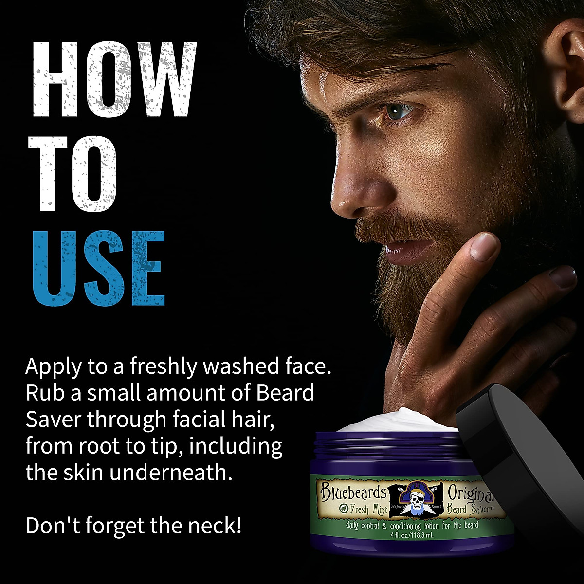 Bluebeards Original Fresh Mint Beard Saver, 4 oz. - Leave In Beard Conditioner for Men with Aloe & Peppermint Oil - Beard Softener that Deeply Conditions & Moisturizes Your Beard & Skin - Made in USA