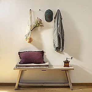 AFOOGA Hat Hooks for Wall Wood Wall Hooks - 4 Pack Wooden Wall Hooks for Hats - Wood Hooks Wall Mounted - Wall Coat Hooks - Wood Hooks for Hanging - Small Decorative Wall Hooks (Natural Walnut)