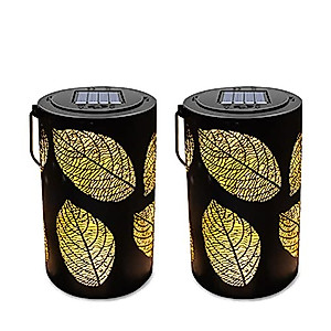 SLNFXC Solar Hanging Lanterns Outdoor Waterproof Leaf Solar Lights Decorative Metal Solar Lantern Tabletop Lamp for Garden Yard Desk ( Size : 2pcs )