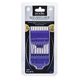 Andis Professional Master Cordless Lithium-Ion Clipper (12470) - Andis 01420 Master Clipper Magnetic Comb Set — Dual Pack Sizes 0.5 & 1.5, BeauWis Blade Brush