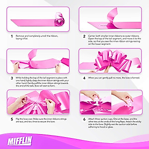 MIFFLIN-USA Big Car Bow (Glossy Pink, 30 inch) Butterfly Shape Gift Bow, Giant Bow for Car, Birthday Bow, Huge Car Bow, Car Bows, Big Pink Bow, Bow for Gifts, Christmas Bow for Cars