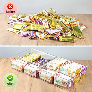 CherHome Drawer Organizer，2PCS Clear Organization and Storage Set，Desk Drawer Organizer Food Snack Organizer，Plastic Organizer Bins for Kitchen Drawer，Bathroom，Makeup and Office(13 X 8.9 X 2.3in)