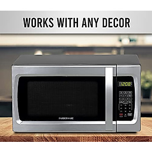Farberware Countertop Microwave 1000 Watts, 1.1 cu ft - Microwave Oven With LED Lighting and Child Lock - Perfect for Apartments and Dorms - Easy Clean Brushed Stainless Steel