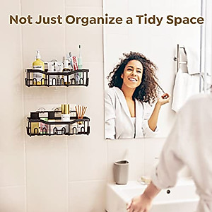 Shower Caddy 5-Pack, Adhesive Shower Shelves, Bathroom Shower Caddies, Large Shower Storage for Inside Shower Organizer Stainless Steel Rustproof Bathroom Organizer, Wall Mounted Shower Accessories