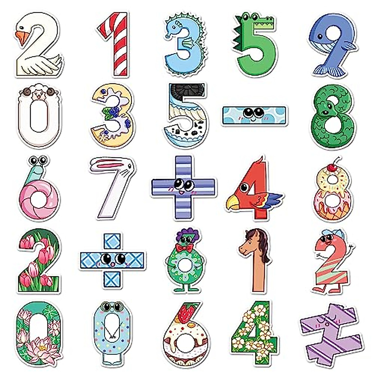 Number Decorating Stickers,Water Bottles Stickers,Scrapbooking Stickers for Laptop,Skateboard,Luggage Decal,Motorcycle,Bicycle. Stickers for Teens Girls Kids. (50 PCS Digital Graffiti)