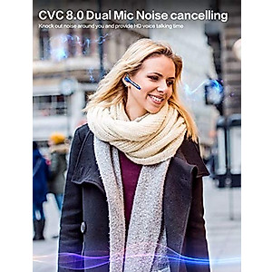 GPEESTRAC Bluetooth Headset [Upgraded] Active Noise Cancelling Bluetooth Headphones, Bluetooth Earpiece CVC8.0 Dual-Mic Hands-Free V5.0 Comfortable Earbud