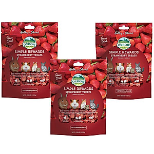 Oxbow Simple Rewards Treats Rabbit Guinea Pig Chinchilla Strawberry .5 oz 3 Pack