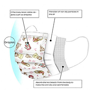 50/100PCS Disposable Full Face Protection,Cute Children Kids Toddler 3-ply Non-Woven Outdoor Anti-Haze Dust Face Gaiter With High Filtration and Density Face Bandanas For Outdoor Activities