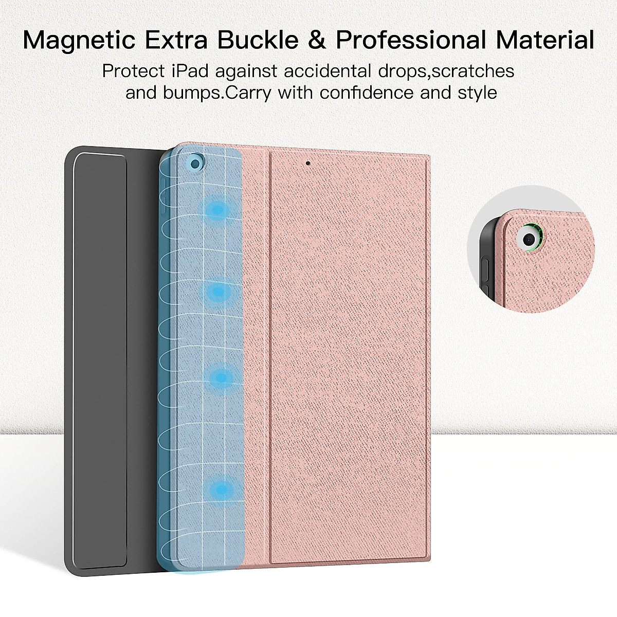 JUQITECH iPad 9th 8th 7th Generation Case with Keyboard 10.2 Inch 2021/2020/2019 - Wireless Bluetooth Magnetic Keyboard Case Soft Tablet Protective Cover for iPad 10.2" with Apple Pencil Holder