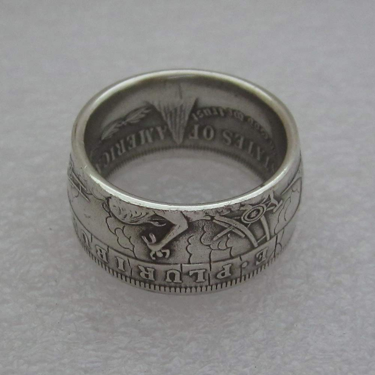 JOOLIXUACT Hobo Coin Ring Handcrafted Ring Made from US Morgan Hobo Coin