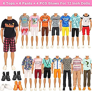 Miunana Lot 21 pcs Random Doll Clothes Shoes Set for 11.5 inch Doll, Includ 6 PCS Boy Clothes + 3 Girl Clothes + 3 Girl Fashion Skirts + 4 Pairs for Boy Shoes + 5 Pairs of Girl Doll Shoes