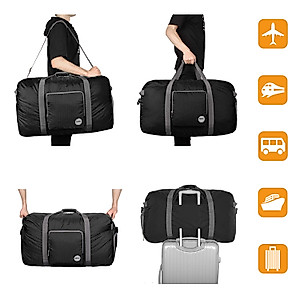 28" Foldable Duffle Bag 80L for Travel Gym Sports Lightweight Luggage Duffel By WANDF (28 inches (80 Liter), Black 28'')