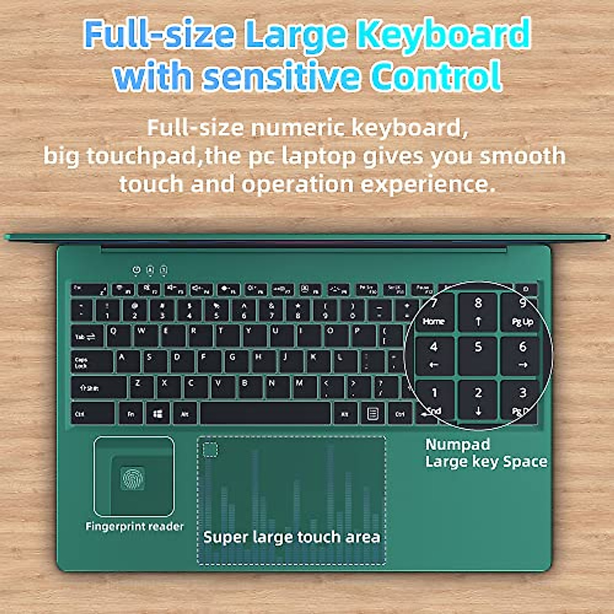 【Win 11 Pro/Office 2019】16 inch Laptop Narrow Bezels FHD (1920*1200) IPS Display, High Performance Celeron N5105 CPU, 16GB RAM, 256GB SSD, with Full Size Numeric Backlit KB, Dark Green (16G+256G SSD)