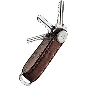 Orbitkey Leather Key Organizer Espresso with Brown Stitching Bottle Opener Compatible Key Organizer & Key Ring