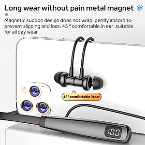 Y10 Wireless Neckband Headphones w/Mic in-Ear Magnetic Earphone,Crystal-Clear Calls, Fast Charging, Foldable & Lightweight Build, IPX4 Sweatproof Deep Bass Headset for Phone Call Music Sports