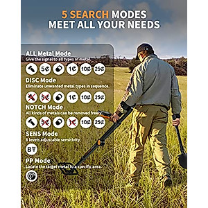 Foldable Metal Detector, Professional Waterproof Gold Silver Detector, Backlit LCD Display, High Accuracy Coil Metal Detectors for Treasure Hunting, Orange