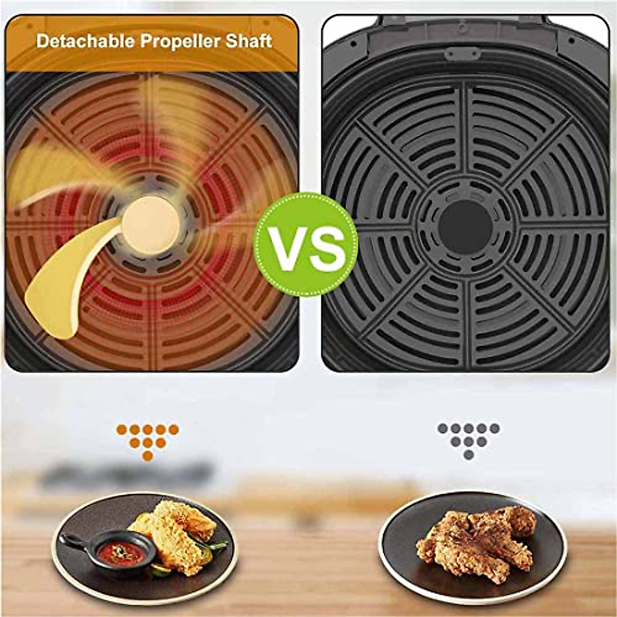 MAISON HUIS 8QT Latest Model Air Fryer with Detachable Propeller Shaft & Viewing Window, LED Digital Touch Screen Adjustable Temperature Control with 7 Presets Functions, 1700W