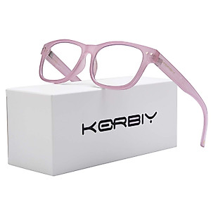 KERBIY Blue Light Blocking Glasses for Women Men,Computer Reading Glasses Anti Eye Strain Headache,Blue Ray Filter Glasses UV400 Clear Lens(Pink)