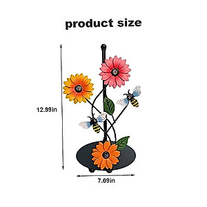 Paper Towel Paper Stand Sunflower Nonslip Bottom Storage Decorative Detachable Countertop Tabletop Tissue Towel Holder Rack Bracket for Kitchen, Bee