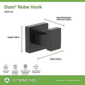 Symmons 363RH-MB Duro Wall-Mounted Robe Hook in Matte Black