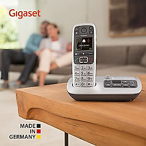 Gigaset E560A – Cordless Phone for Seniors with Answering Machine and SOS Key, Brilliant Sound Quality and Volume Amplification - Made in Germany (Platinum, Pack of 1)