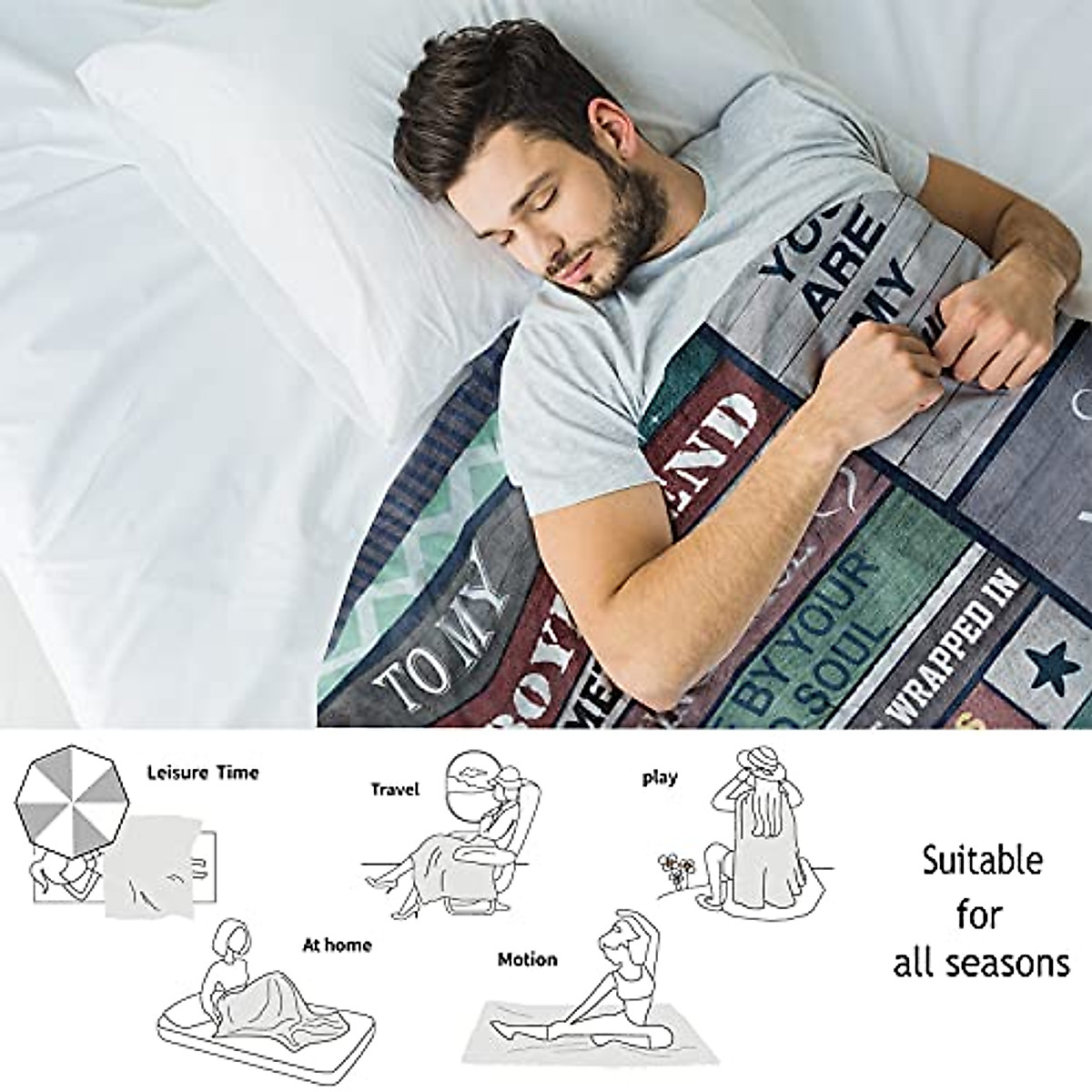 Ivivis Gifts for Boyfriend to My Boyfriend Blanket from Girlfriend, Boyfriend Gifts for Christmas, Romantic Anniversary Valentines Birthday Gifts for Boyfriend Him, Fleece Throw Blankets 60"x50"