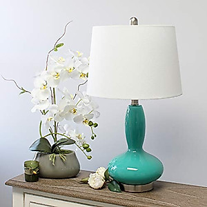Elegant Designs LT3315-TEL Contemporary Curved Glass Table Lamp, Teal