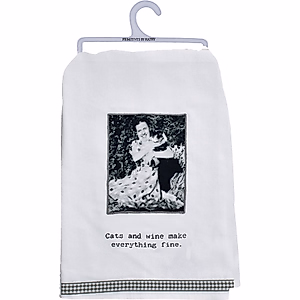 Primitives by Kathy 73099 Kitchen Towel Cats and Wine Make Everything Fine, 28-inch