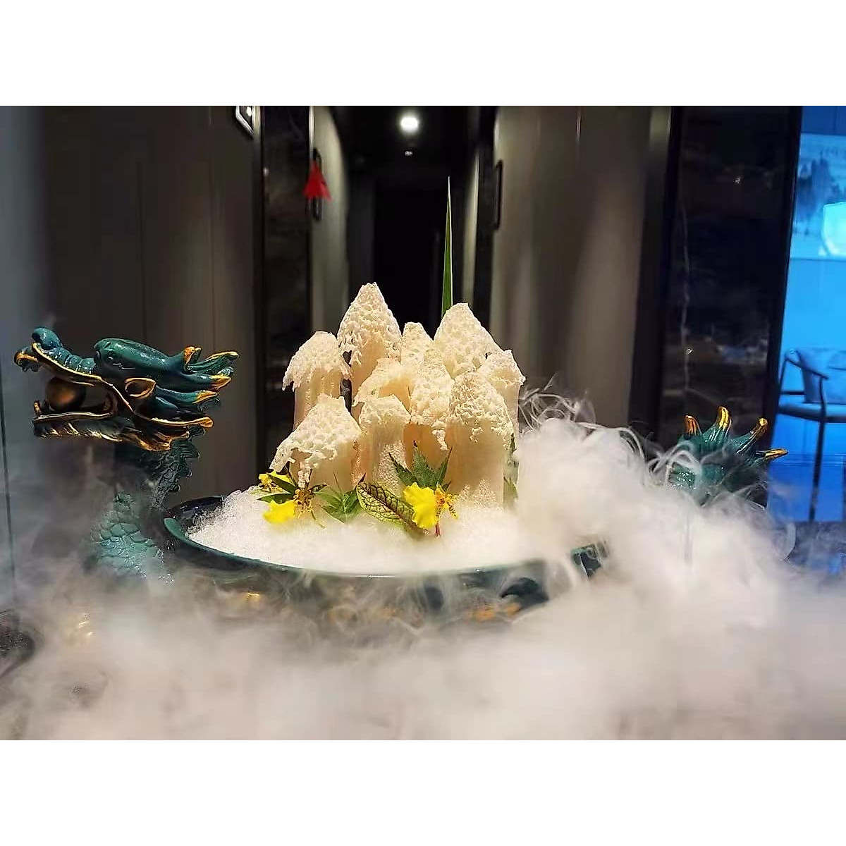 HONHPD 21 Inch Creative Sushi Boat Serving Tray,Dragon Head Sashimi Sushi Plate,Large Sushi Boat Plate for Sashimi Board Seafood Party,Great for Sushi Restaurant or Home,Dragon Plates Turquoise