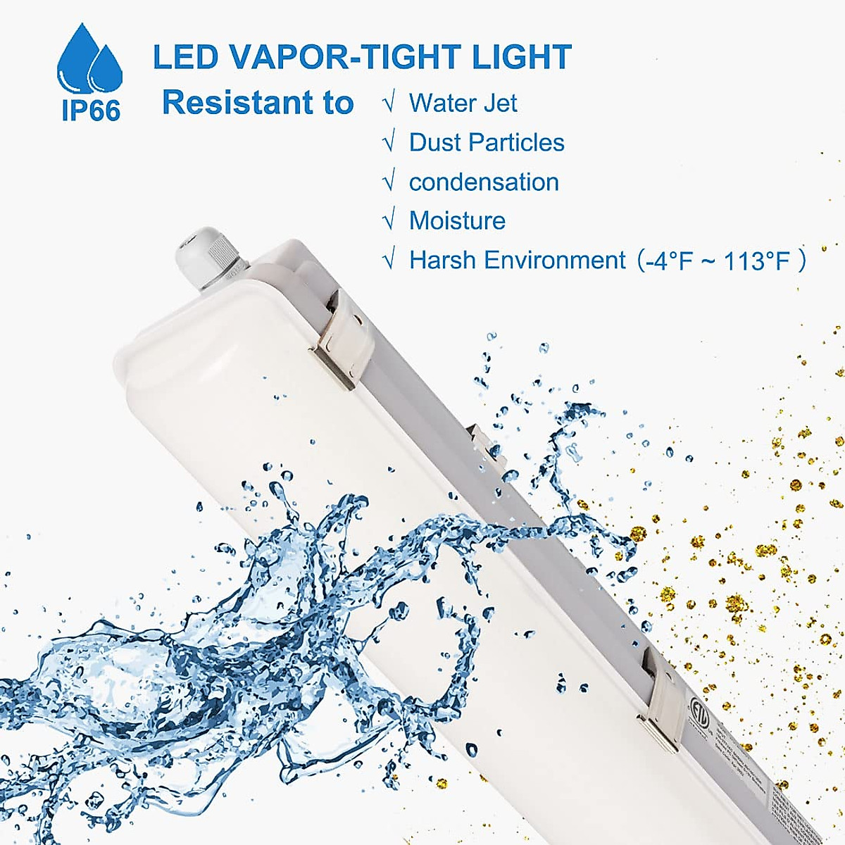 DAKASON 8FT LED Vapor Tight Light 120-100-80W tunable, 15600lm LED Vapor Proof Lighting Fixture IP66 100-277V, LED Outdoor Shop Light Waterproof for Parking Garage Car Wash Warehouse 2-Pack