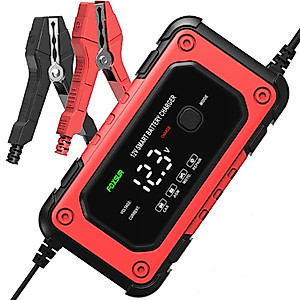 Car Battery Charger Automotive 12V 6A Portable Smart Automatic Trickle Charger Battery Maintainer Desulfator with LCD Display for Car Battery, Motorcycle, Lawn Mower, Lead Acid & ATV Batteries