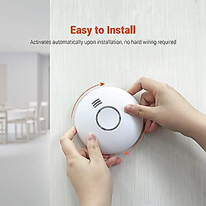 Jemay Smart Smoke Detector Receive Alerts with App, Wireless Wi-Fi Smoke Alarm with Self-Check Function, Fire Alarm with Photoelectric Sensor, Replaceable Lithium Battery & Silence Button