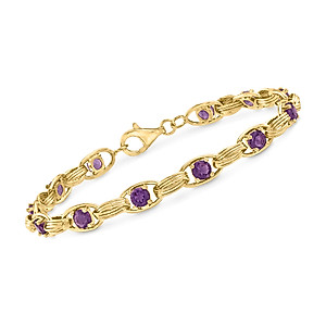 Ross-Simons 3.00 ct. t.w. Amethyst Oval-Link Bracelet in 14kt Yellow Gold. 8 inches