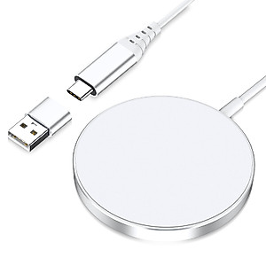 YLLZI Magnetic Wireless Charger for iPhone 15 14 13 12 Pro Max Plus Mini,for Airpods 3/2/Pro,Fast Charging Pad,Silver