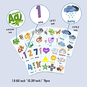 Alphabets Stickers Wall Decals Peel and Stick for Kids Classroom Playroom Decor, Transparent Design Preschool Educational Animals Weather ABC Alphabets Numbers Learning Wall Stickers for Toddler Kids