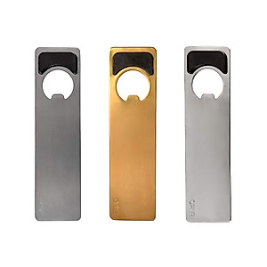OPNR Bottle Opener with Magnetic Lid Catch, Beer, Soda, Home Bar, or Bartender Use | Catch caps, stick on fridge! | Heavy-Duty Stainless-Steel | Manual, Handheld Operation | Portable (BRUSHED)