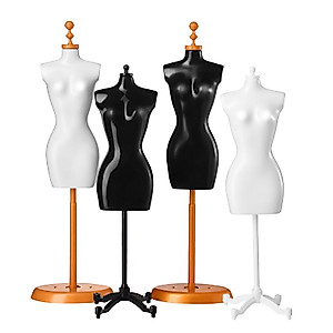 EXCEART Doll Rack 4pcs Doll Cloth Gown Display Support Holder Mini Mannequin Model Stand Plastic Display Support Accessories