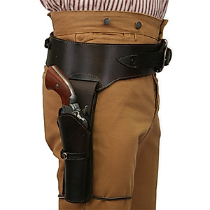 Wensuny Wild West Hip Gun Belt Holster Old Western Cowboy Leather Pistol Revolver Holder Fast Draw Rig Pirate Cosplay Gear for Men Women (Color : Brown Belt Holster)