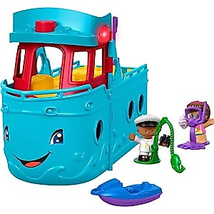 Fisher-Price Little People Toddler Toy Travel Together Friend Ship Musical Playset with 2 Figures & Accessories for Ages 1+ years