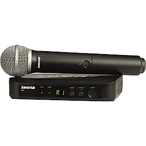 Shure BLX24/PG58 UHF Wireless Microphone System - Perfect for Church, Karaoke, Vocals - 14-Hour Battery Life, 300 ft Range | includes PG58 Handheld Vocal Mic, Single Channel Receiver | H9 Band