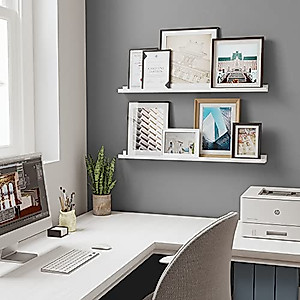 You Have Space Lagos 36" Picture Ledge Shelf for Living Room Decor, Office Decor and Farmhouse Kitchen Decor, White Set of 2