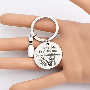 MYOSPARK Bowler Gift Funny Bowling Ball Keychain Bowling Jewelry Gift for Bowling Lovers Bowling Player Bowling Team Gifts (My Fault KC)