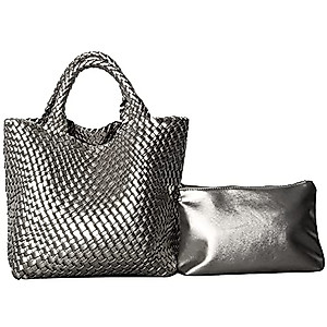 BZXHVSHA Women's Tote Bag Large Capacity Handbags And Purse For Ladies, Silver