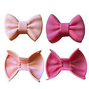 Qiiuuy Silicone Cooking Pinch Grips Oven Mitts,Bow-Tie Anti-Burn Clip,Textured Design,Kitchen Finger Grips,Waterproof,Red Raspberry and Pink